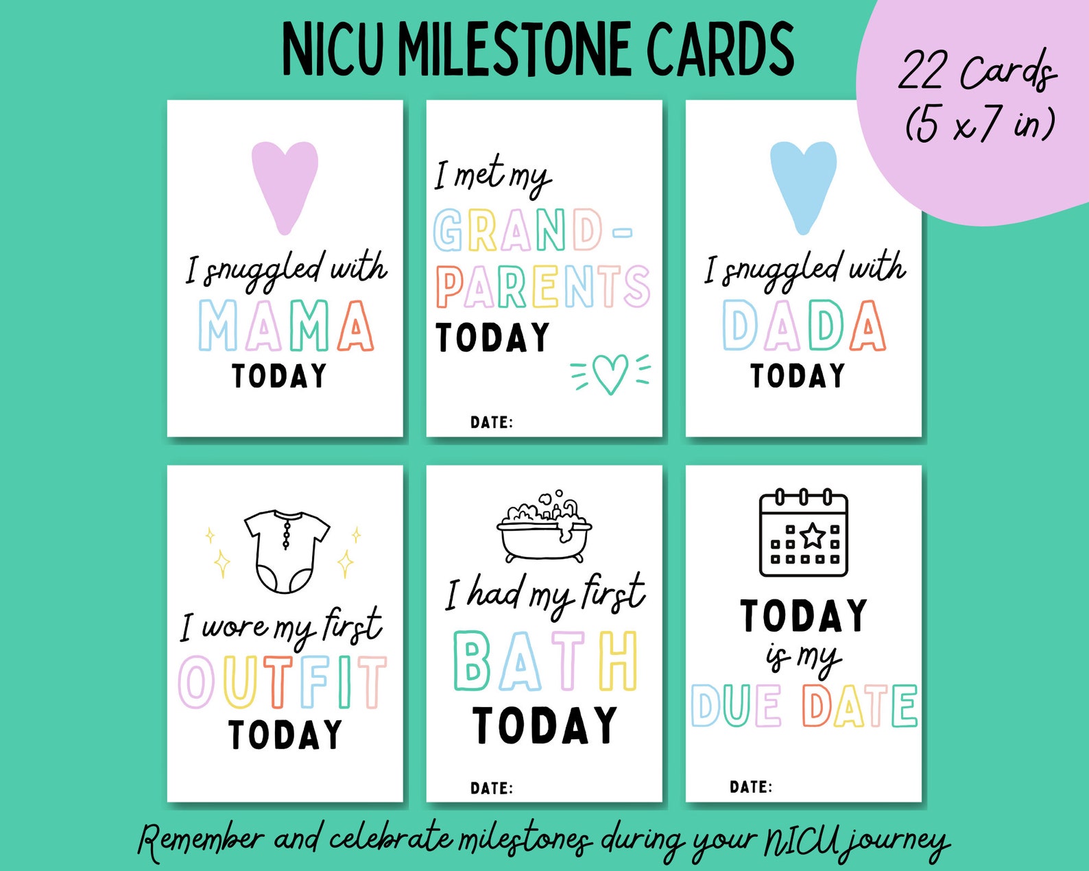 NICU Milestone Cards Nicu Photo Prop Cards Nicu Crib Cards - Etsy