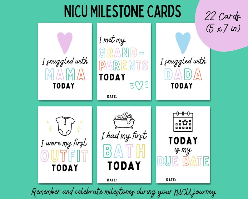NICU Milestone Cards Nicu Photo Prop Cards Nicu Crib Cards - Etsy