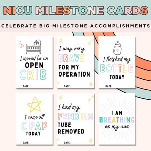 NICU Milestone Cards, Nicu Photo Prop Cards, Nicu Crib Cards, Preemie ...