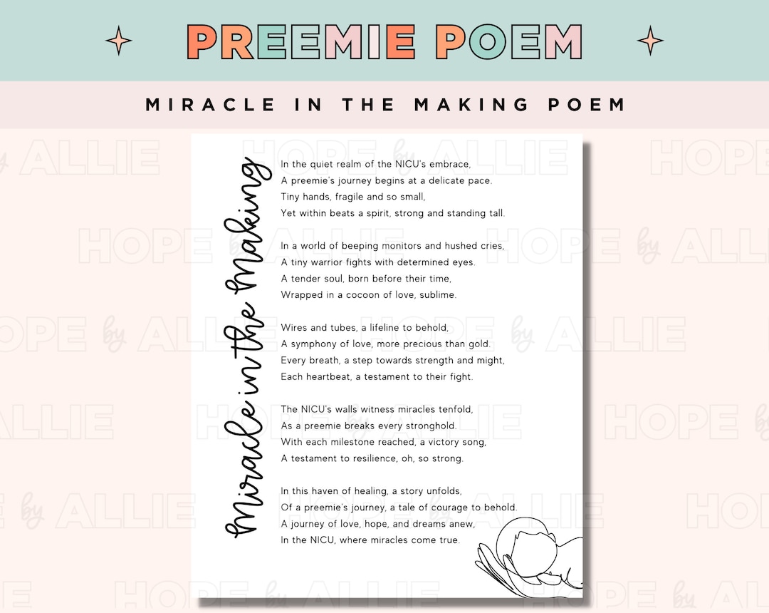 Miracle in the Making Poem for Preemies in the NICU, Preemie Poem, Nicu ...