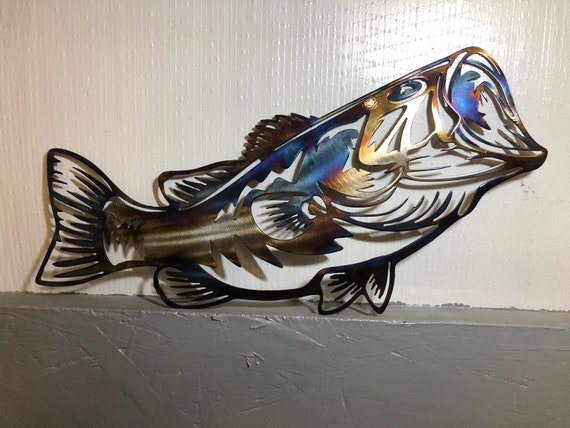 Large Mouth Bass Metal Art Fishing Gift Gift for Men - Etsy
