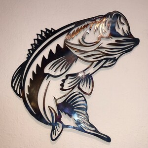 Large Mouth Bass Metal Art, Fishing Gifts, Gifts for Him - Etsy