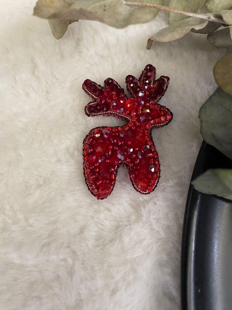 Handmade Reindeer Brooch, Exclusive Pin, Sweet Reindeer, for Christmas ...