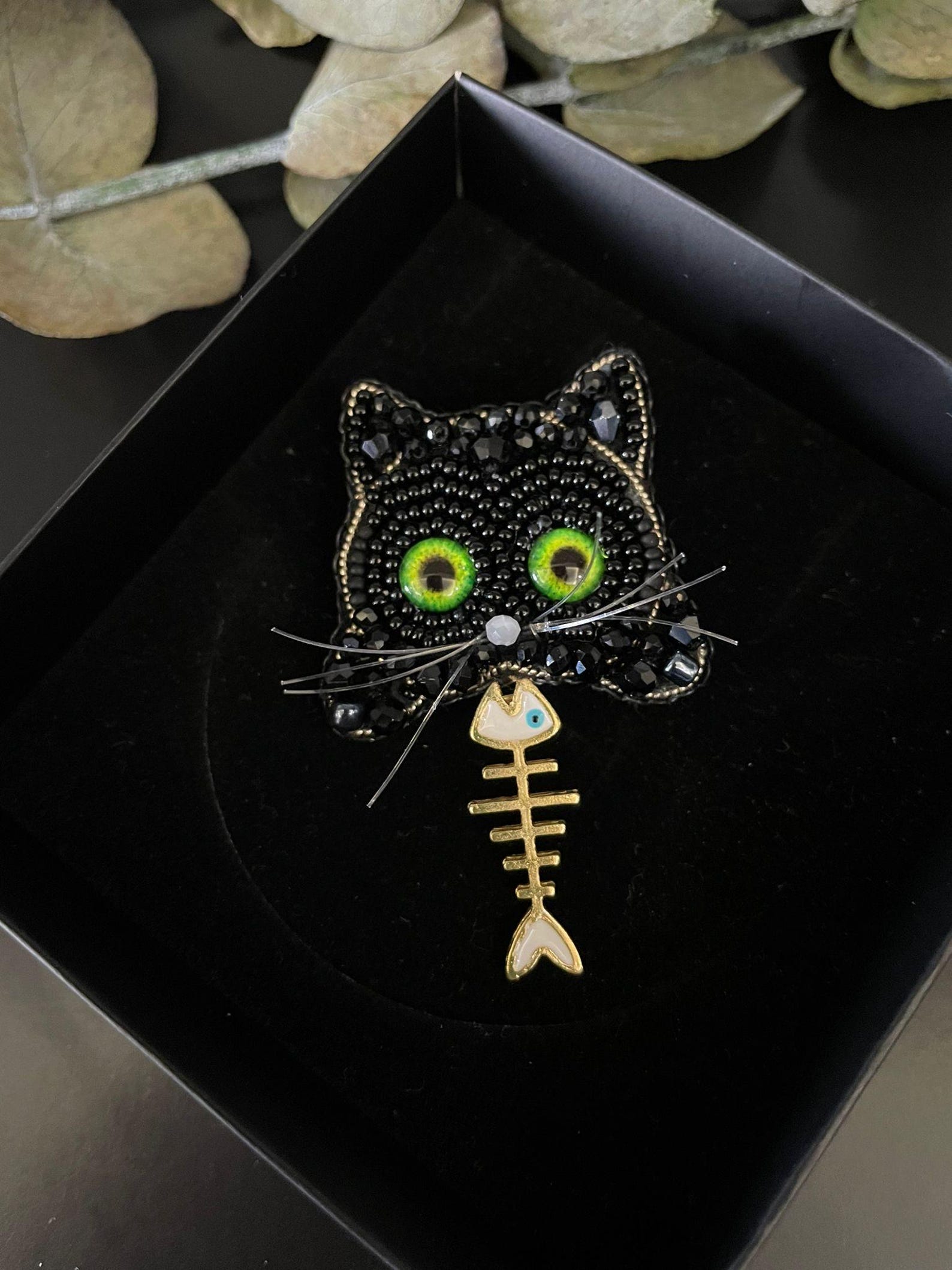 Handmade Black Cat Brooch, Cute Cat Brooch, Funny Pin, Animal Brooch ...
