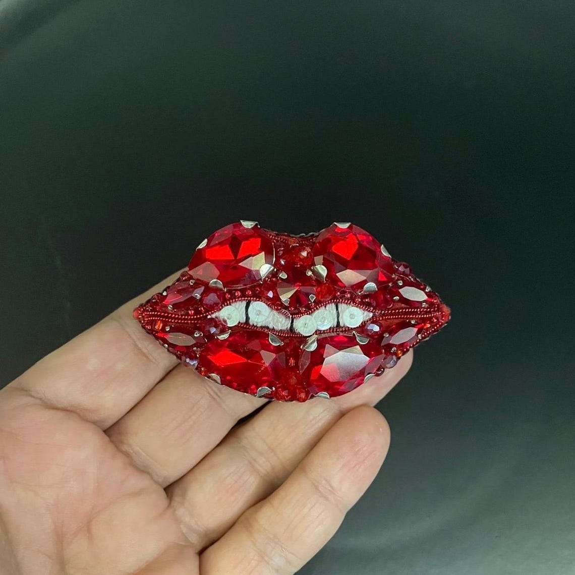 Red Lip Brooch, Handmade Brooch, Exclusive Pin, Fashion Accessory ...