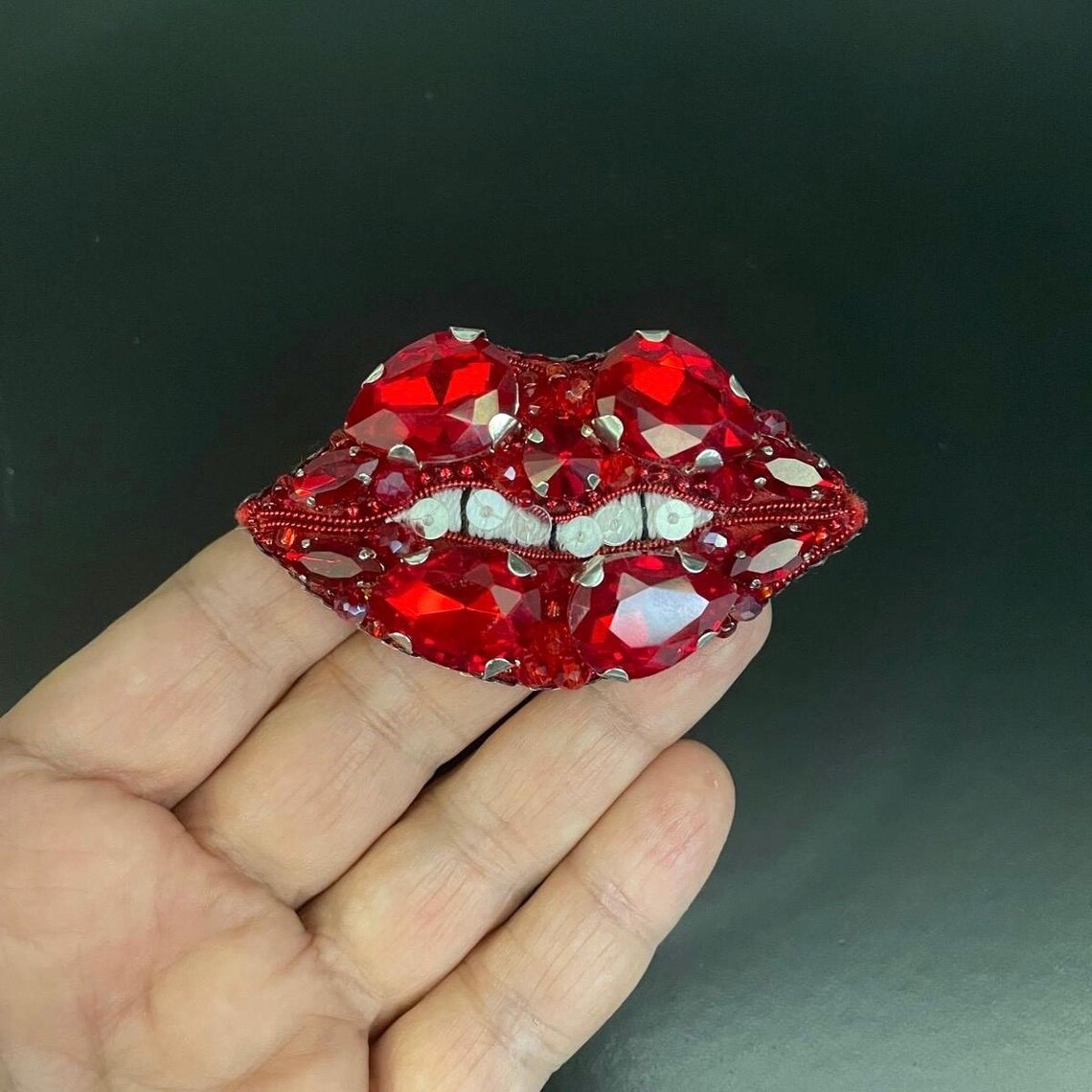 Red Lip Brooch, Handmade Brooch, Exclusive Pin, Fashion Accessory ...
