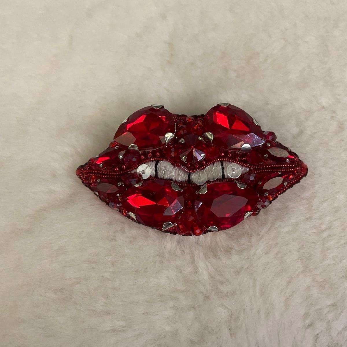 Red Lip Brooch, Handmade Brooch, Exclusive Pin, Fashion Accessory ...
