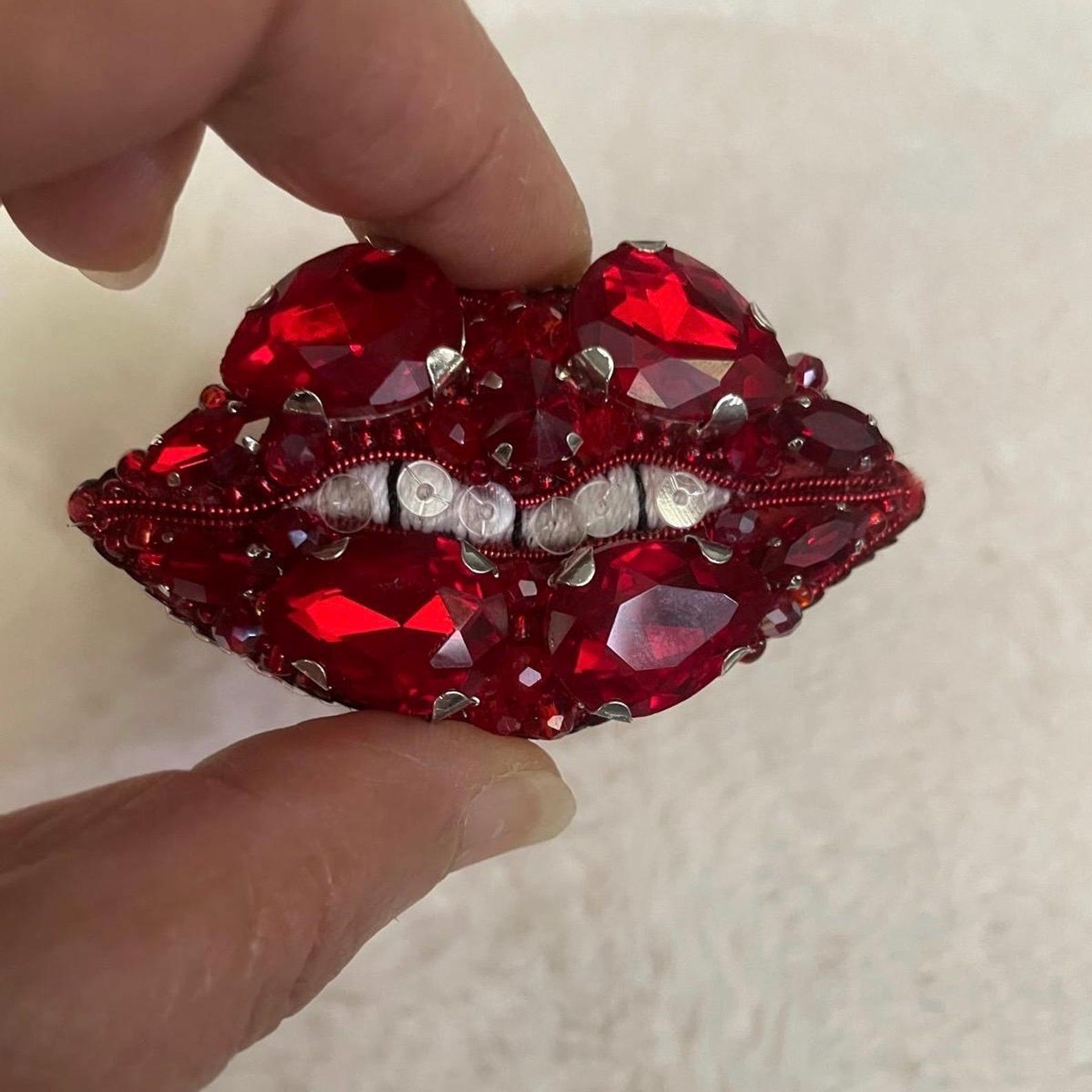 Red Lip Brooch, Handmade Brooch, Exclusive Pin, Fashion Accessory ...