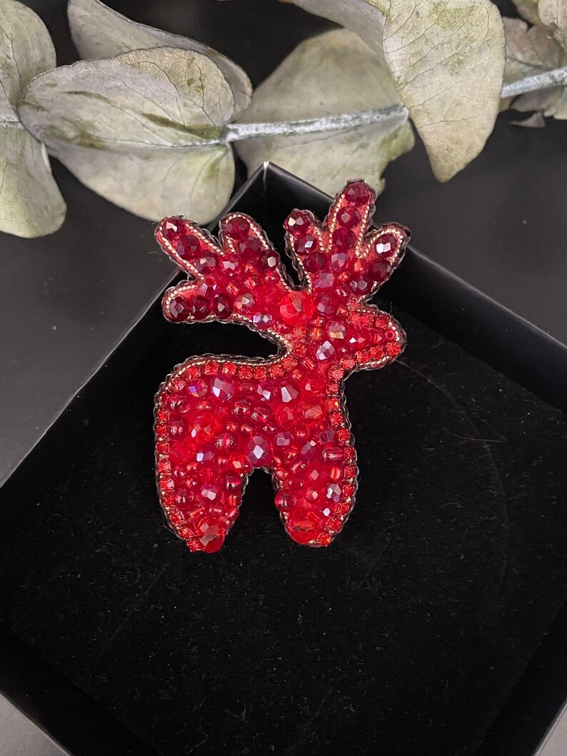 Handmade Reindeer Brooch, Exclusive Pin, Sweet Reindeer, for Christmas ...