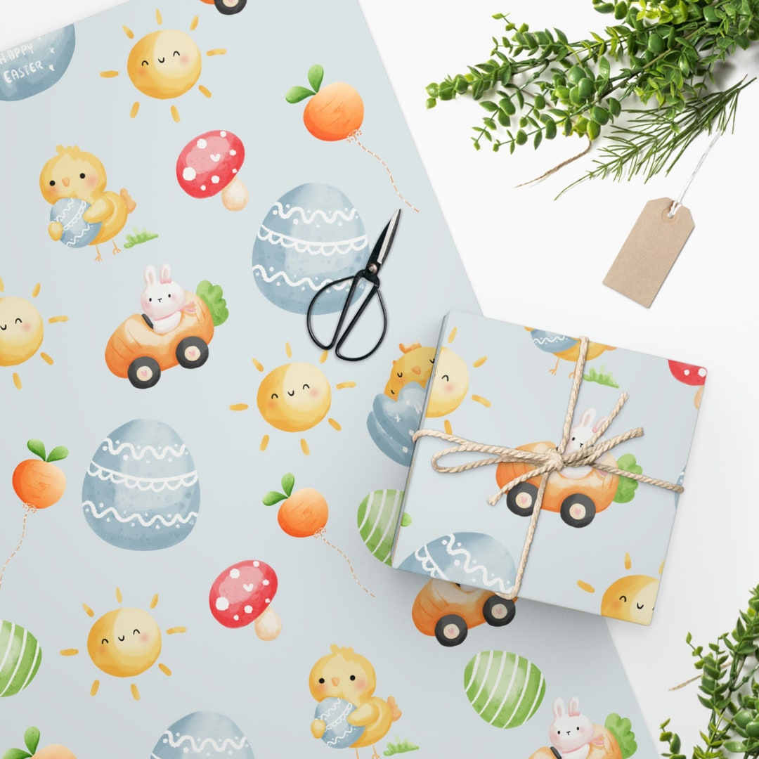 Easter Bunny Wrapping Paper, Carrot Wrapping Paper, Easter Gift Wrap ...