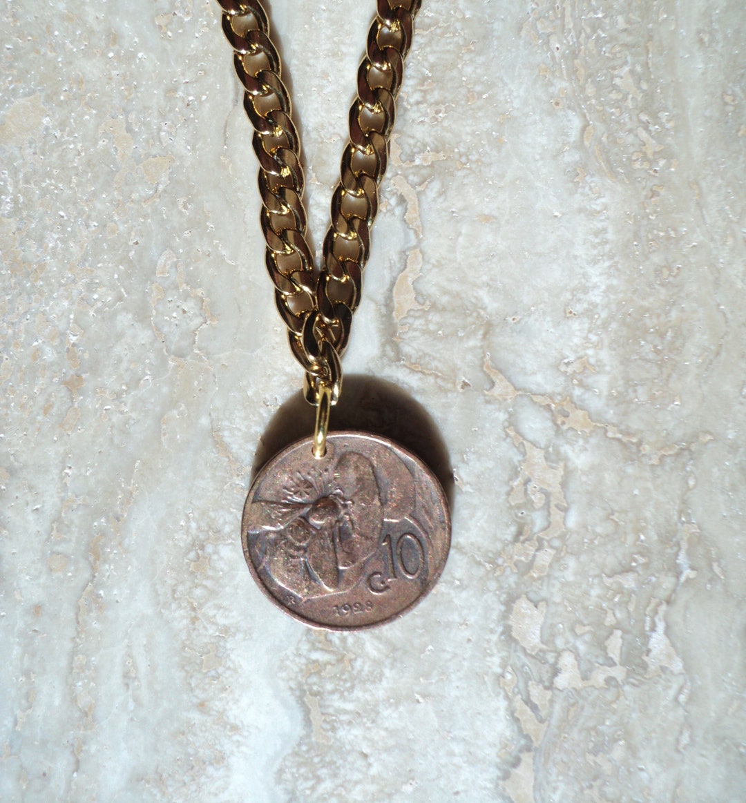 Honey Bee Necklace Coin Kingdom of Italy Vintage Italian Coin 10 Cents ...