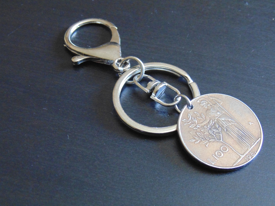 Pendant Coin Key Ring 100 Lire Goddess Minerva 1981 Italy Coin Italian ...