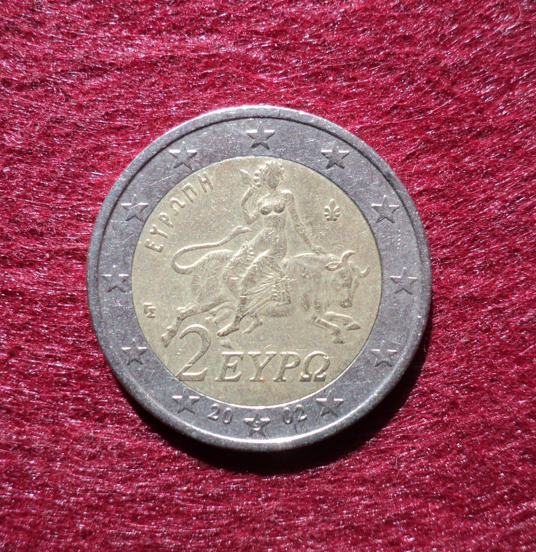2 Euro Greece 2002 With s on the Star Europa Kidnapped Coin Lot 11-03 ...