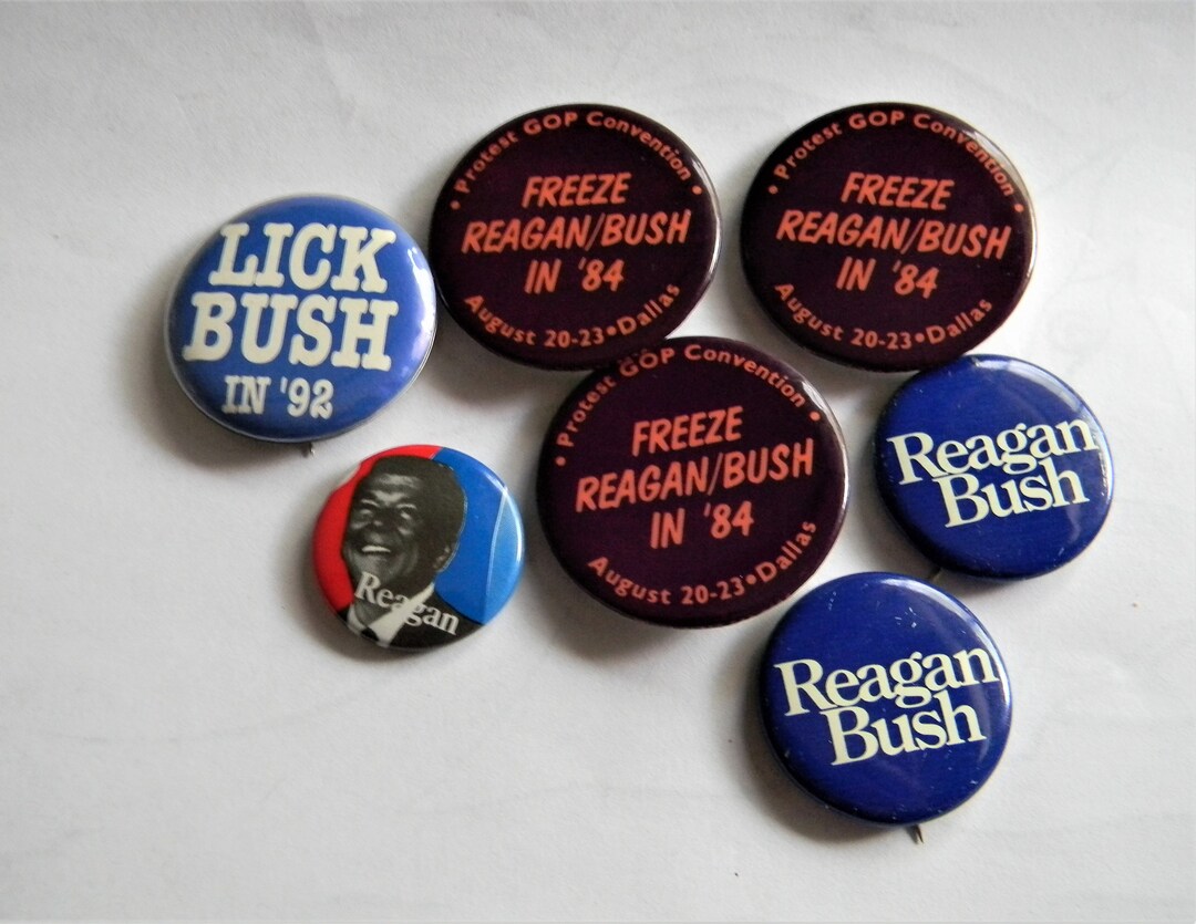P295 Lot of Seven Campaign Buttons Pins, Bush, Reagan - Etsy
