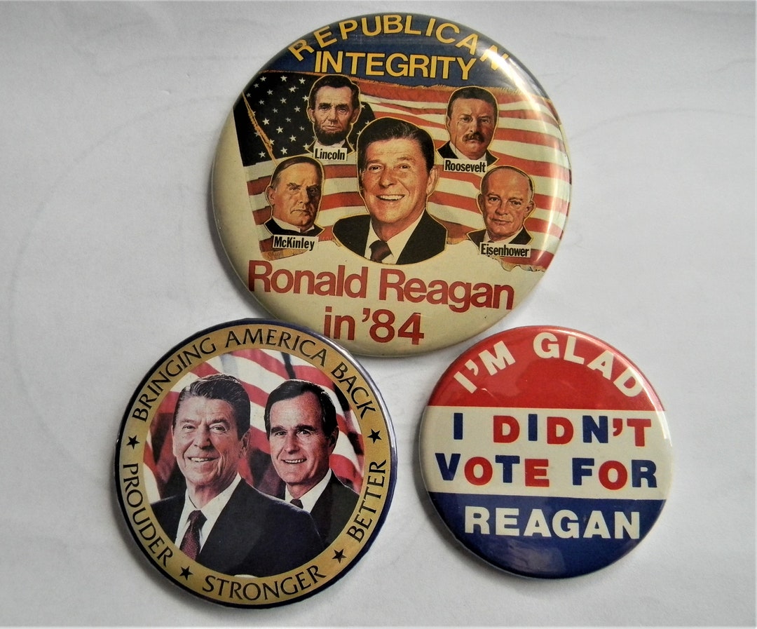 P272 Lot of Three Campaign Buttons, Reagan and No Reagan - Etsy