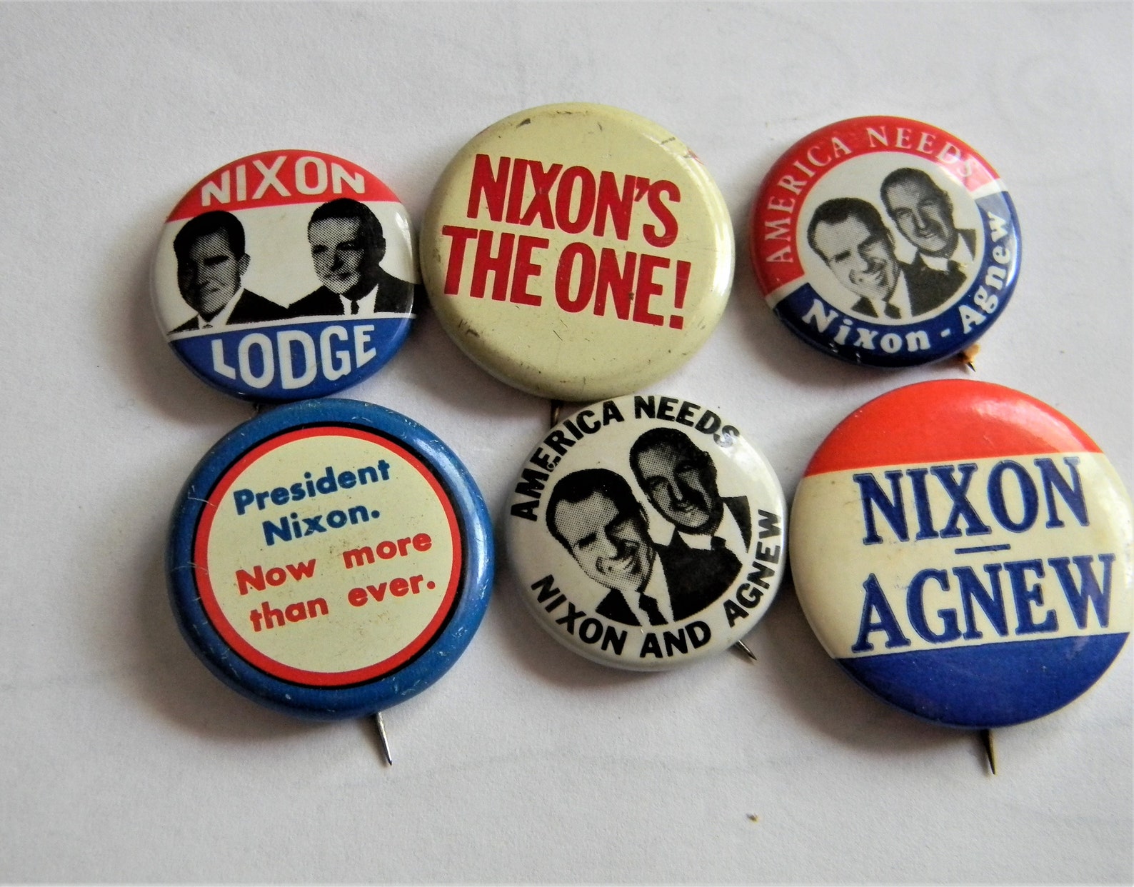 P287 Lot of Six Campaign Buttons Pins, Nixon, Agnew, Lodge - Etsy