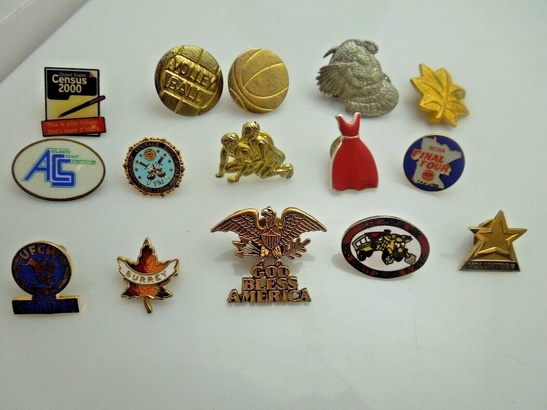 R395 Vintage Rare Lot of 15 Lapel Pins Tie Pins Collectibles Assorted ...