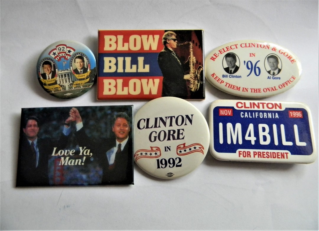 P282 Lot of Six Campaign Buttons, 1992 and '96 Clinton Gore - Etsy
