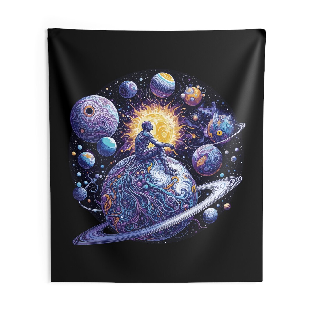 Psychedelic Solar System Planets Indoor Wall Tapestry Psyclops Merch Co ...