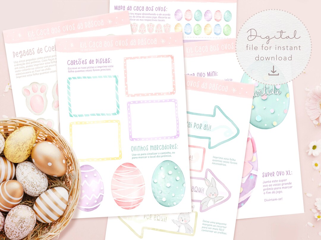 Kit Easter Egg Hunt DIY, Egg Hunt PDF, Easter Activities, Easter Eggs ...