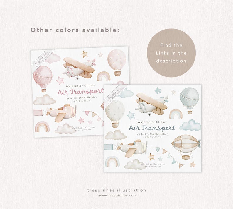 Air Transport Watercolor Clipart Set, Airplane Clipart, Baby Boy Wall ...