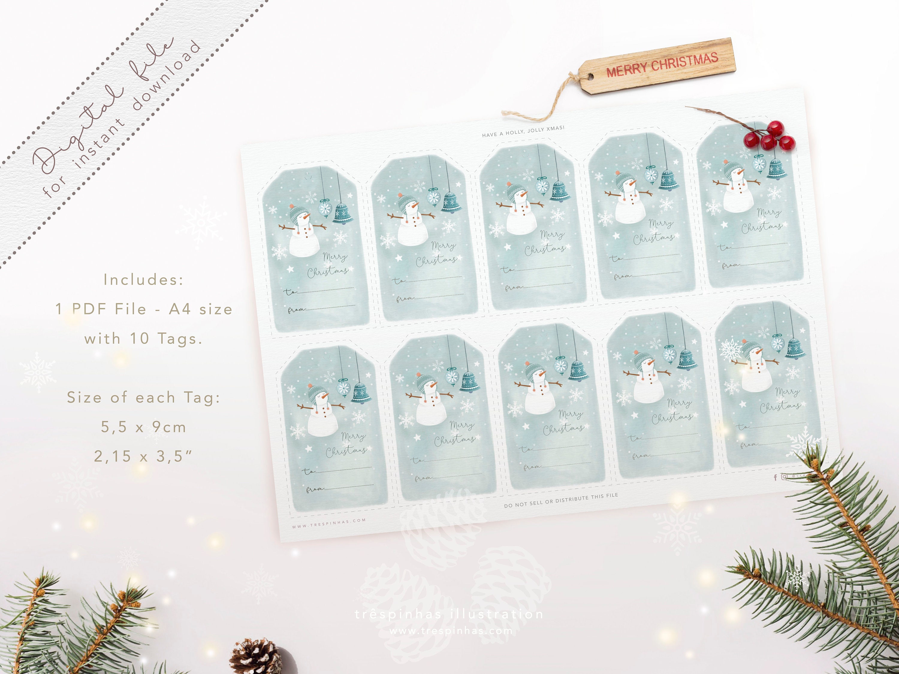 Printable Christmas Gift Tag Merry Christmas Favor Tag - Etsy