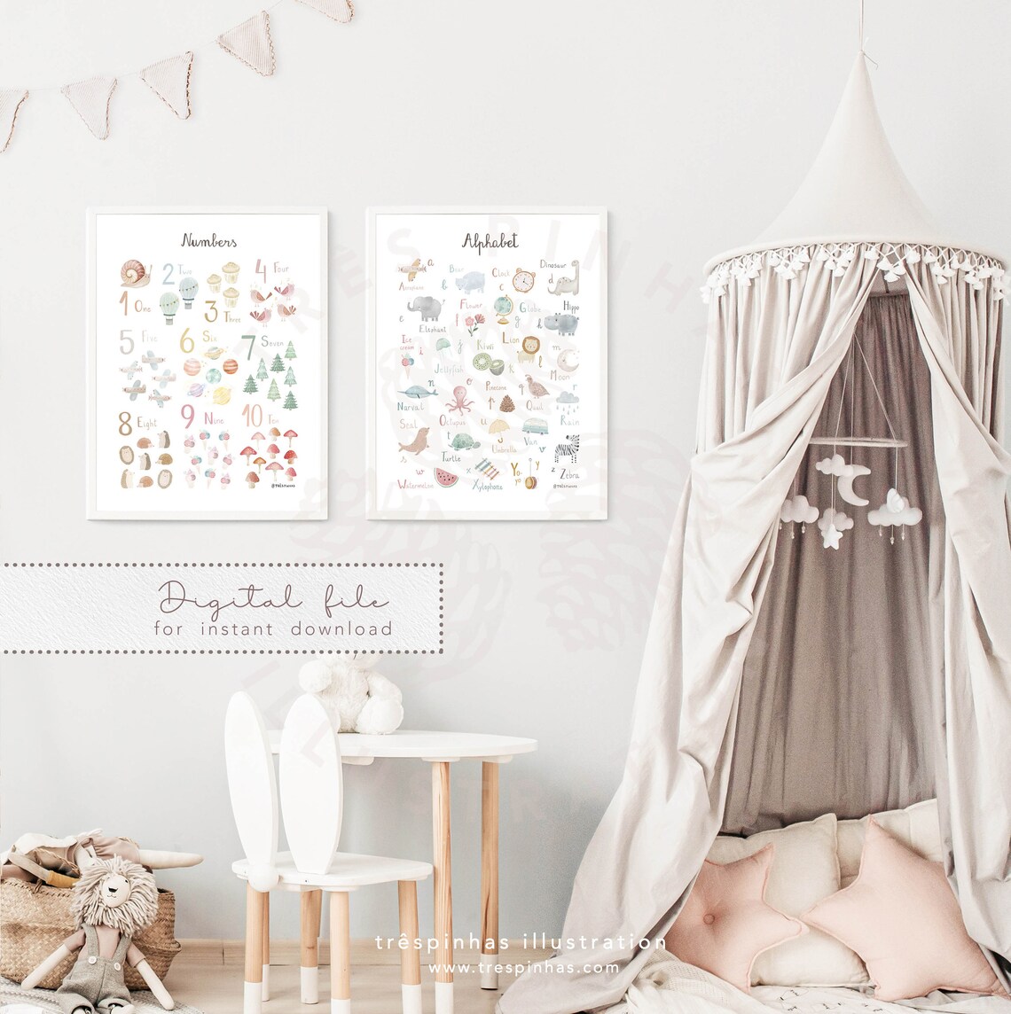 Watercolor Alphabet and Numbers Poster Paster Colors ABC and - Etsy