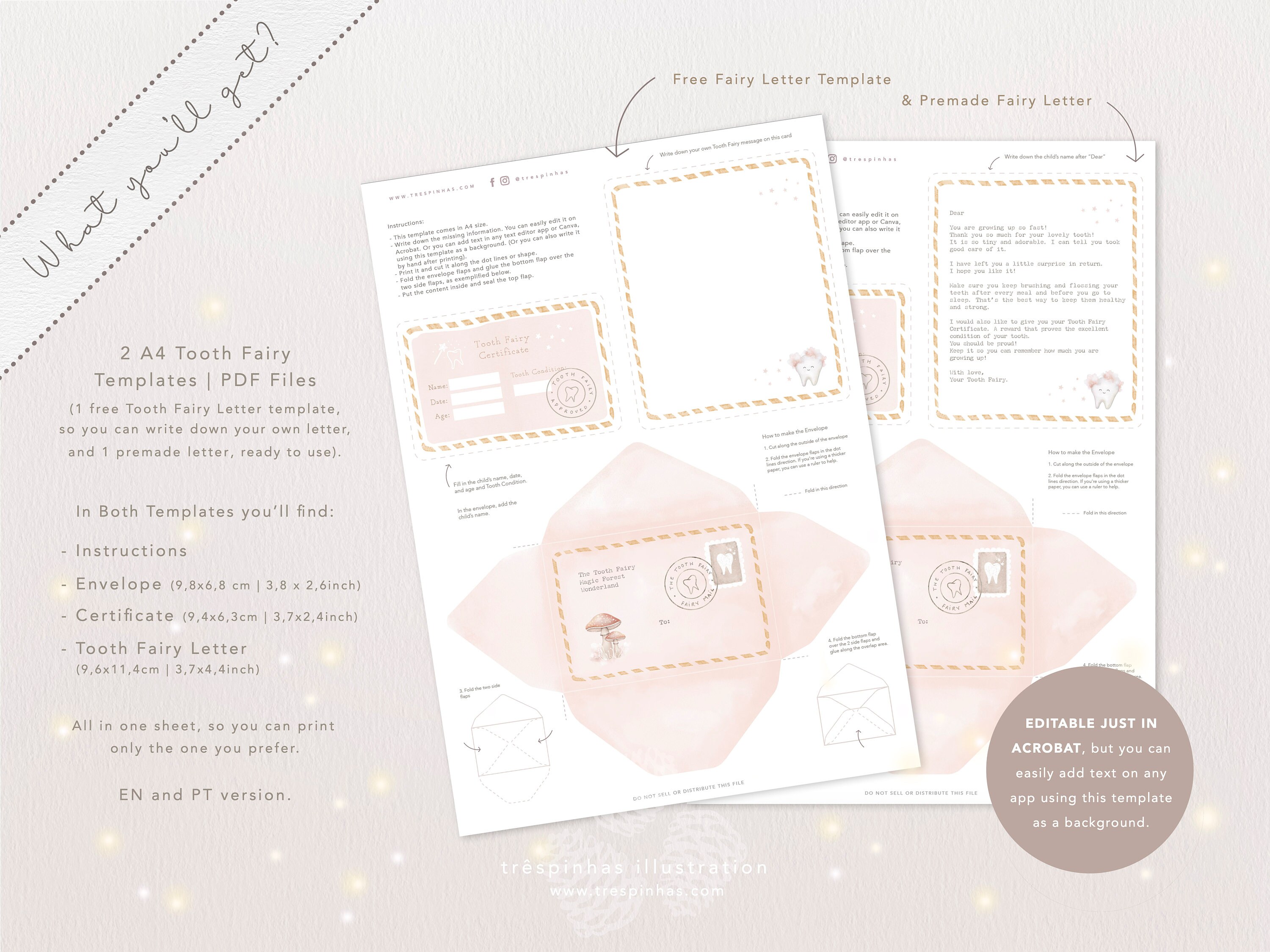 Mini Tooth Fairy Set Certificate & Envelope Printable Tiny - Etsy