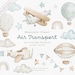 Air Transport Watercolor Clipart Set, Airplane Clipart, Baby Boy Wall ...