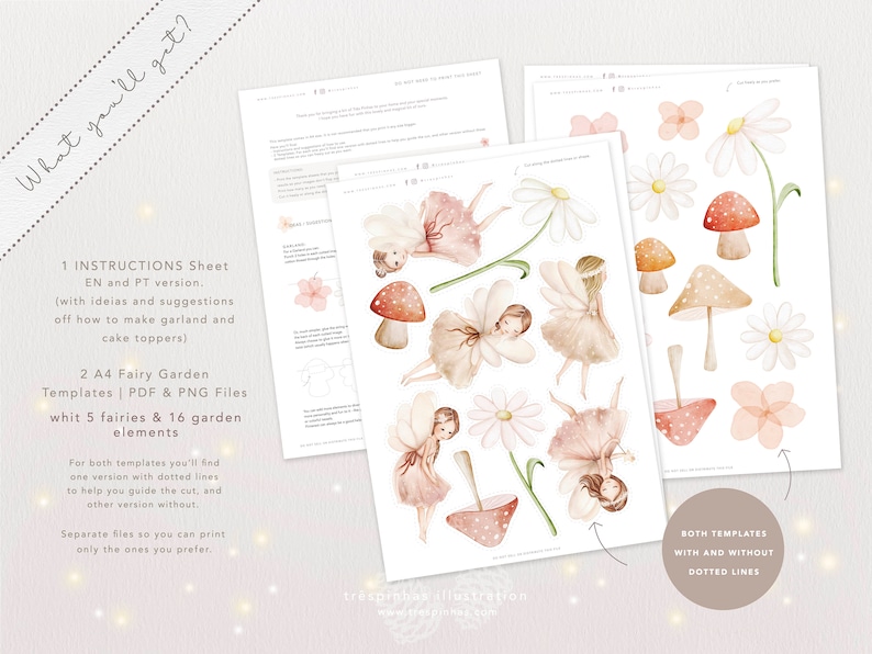 Fairy Garden Cake Toppers, Printable Fairy Cupcakes, Kids Birthday Payt ...