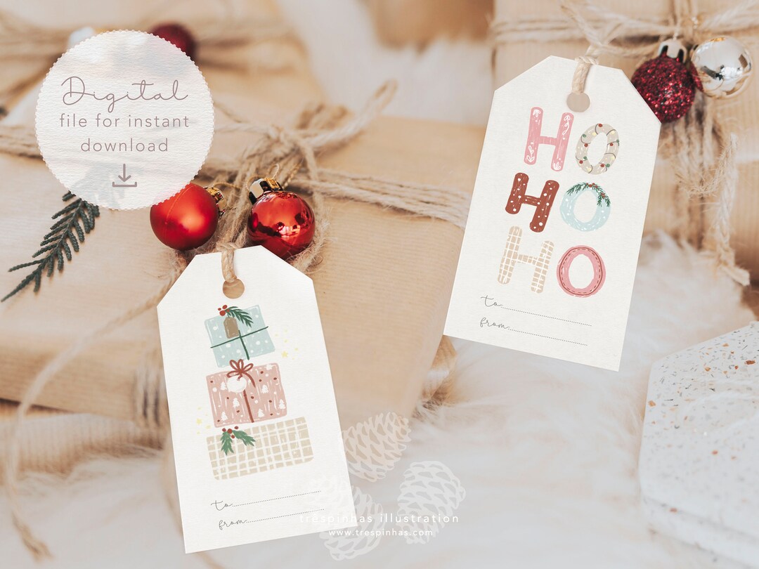 Hohoho Tags, Printable Christmas Gift Tags, Christmas Favor Tag, Cute ...