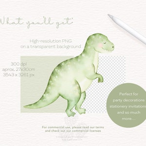 Dinosaur Clipart Watercolor PNG, Cute Dino Instant Download ...