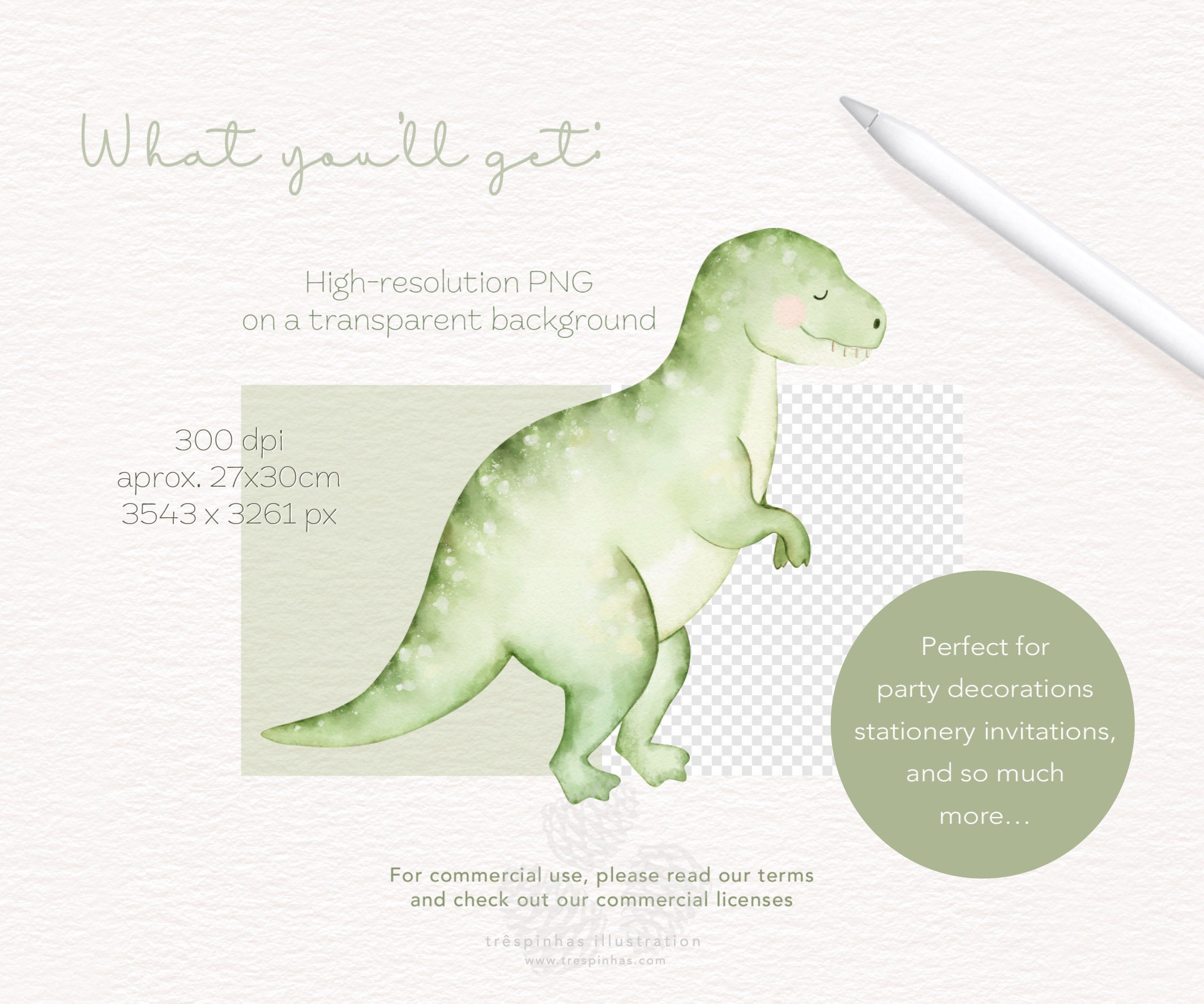 Dinosaur Clipart Watercolor PNG, Cute Dino Instant Download ...