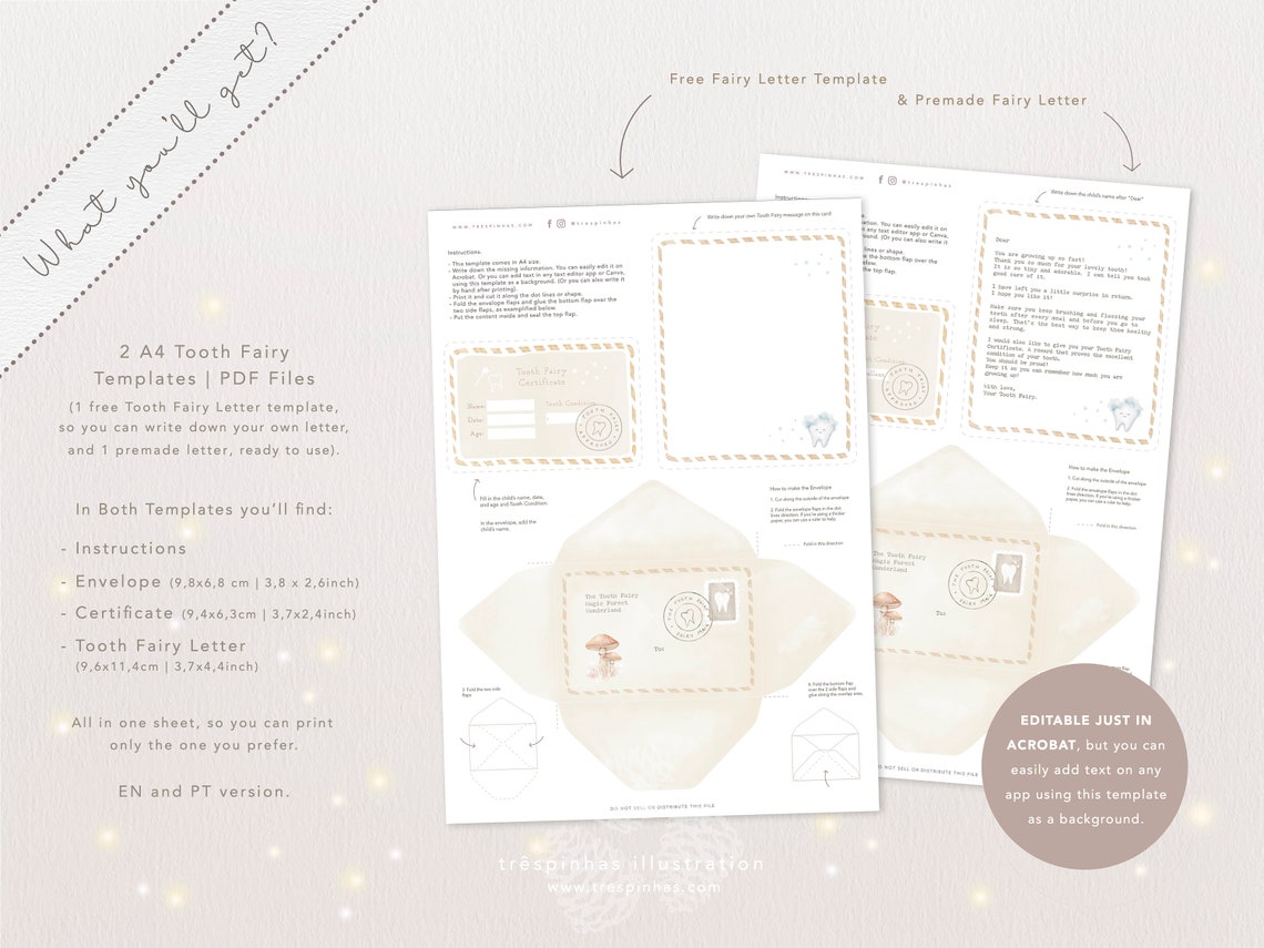 Mini Tooth Fairy Set Certificate & Envelope Printable Tiny - Etsy