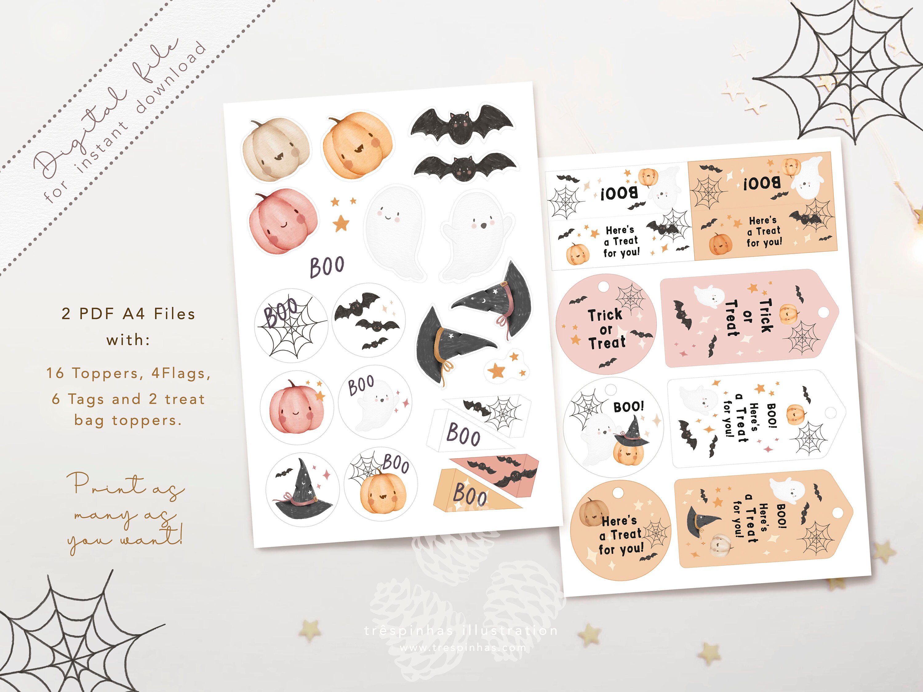 Printable Halloween Toppers, Halloween Favor Tags, Flags and Halooween ...