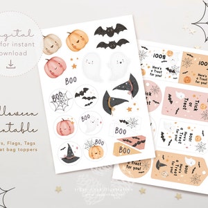 Printable Halloween Toppers, Halloween Favor Tags, Flags and Halooween ...