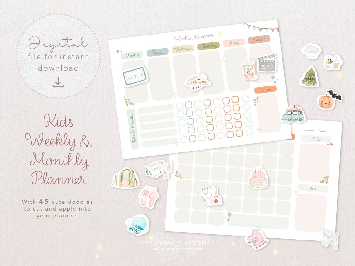 Kids Printable Planner, Kids Weekly Planner, Childrens Activity ...