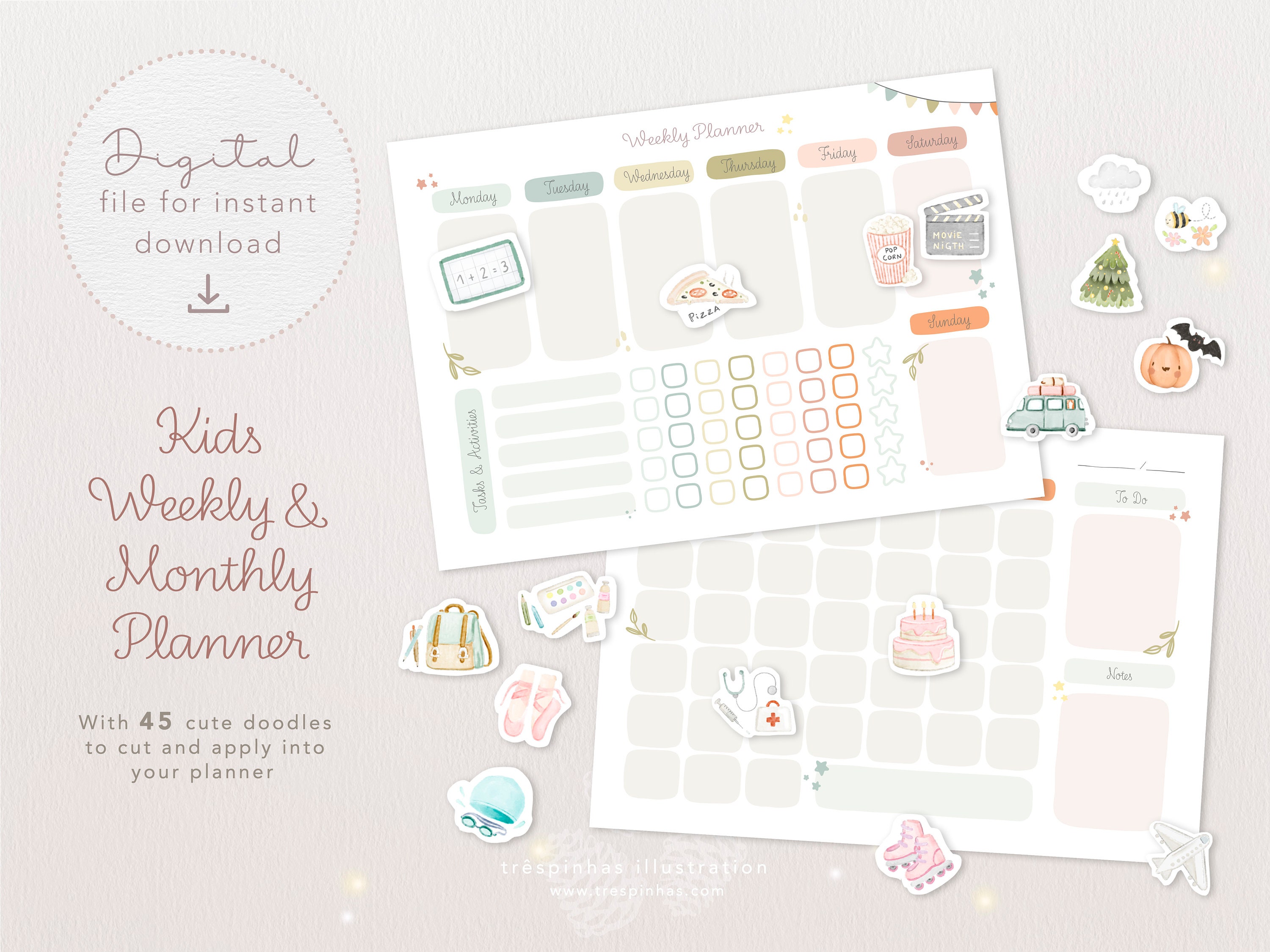 Kids Printable Planner, Kids Weekly Planner, Childrens Activity ...