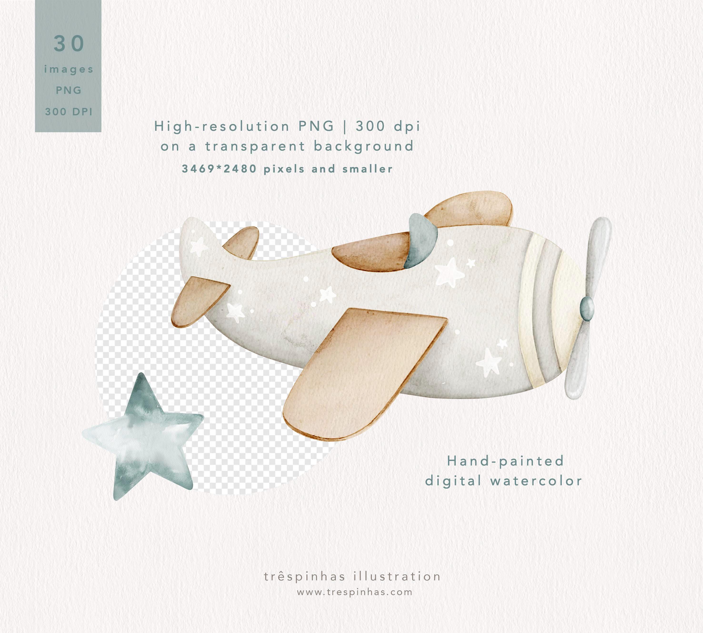 Air Transport Watercolor Clipart Set, Airplane Clipart, Baby Boy Wall ...