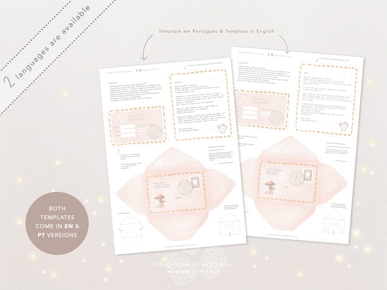 Mini Tooth Fairy Set, Certificate & Envelope, Printable Tiny Tooth Fairy Letter, Girl, Lost ...