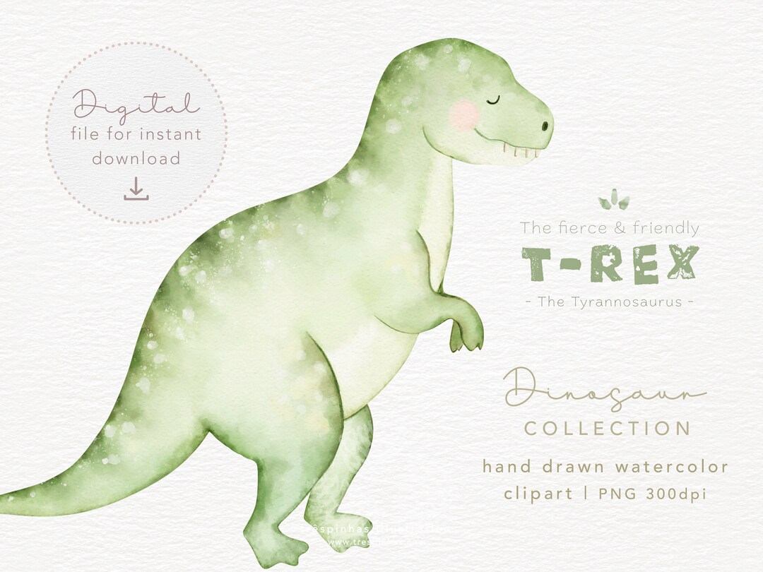Dinosaur Clipart Watercolor PNG, Cute Dino Instant Download ...