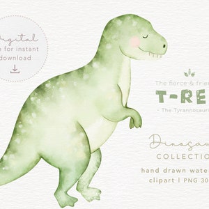 Dinosaur Clipart Watercolor PNG, Cute Dino Instant Download ...
