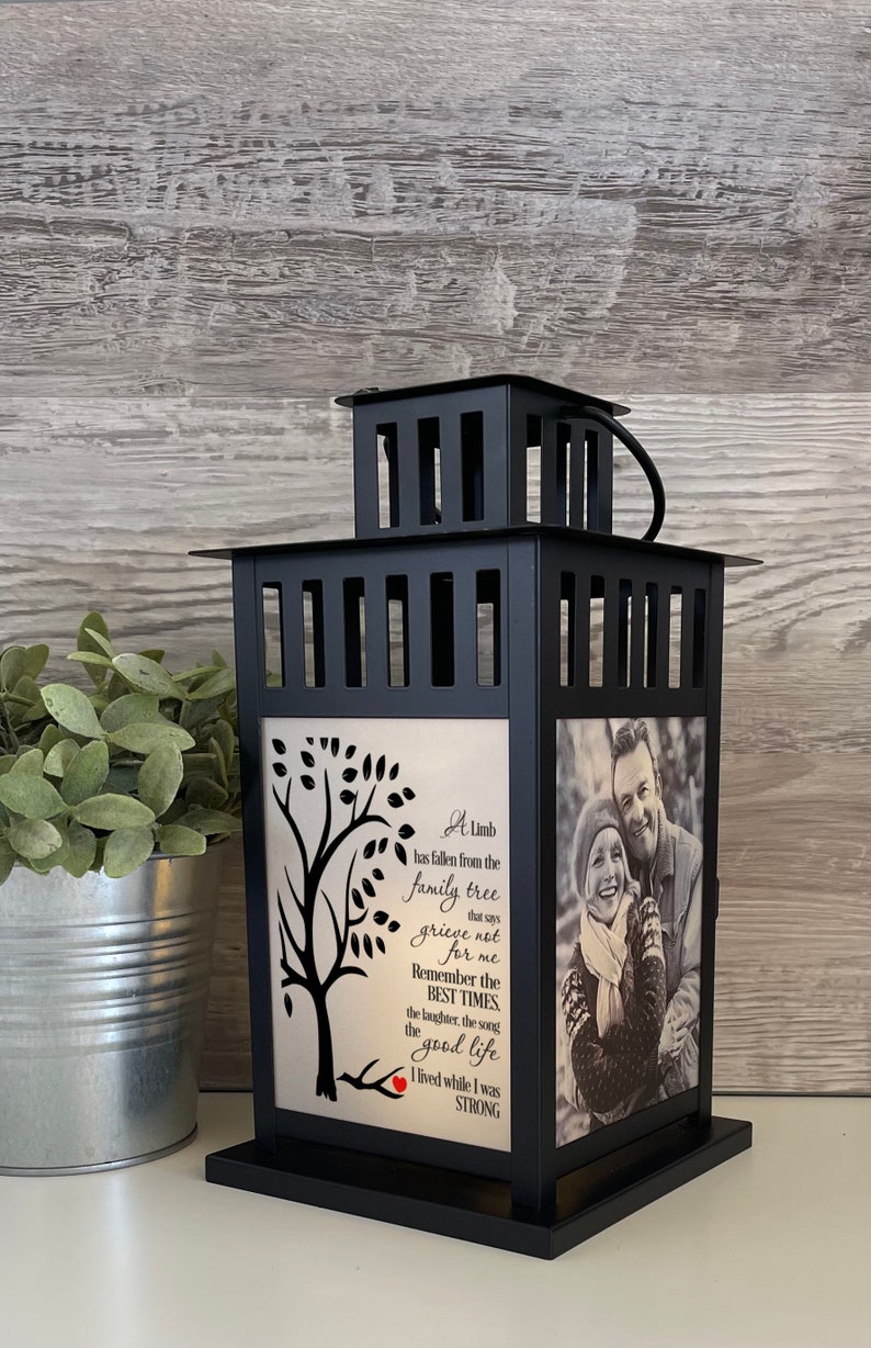 Family Tree, Photo Lantern, Memorial Lantern ,memorial Candle, Sympathy ...
