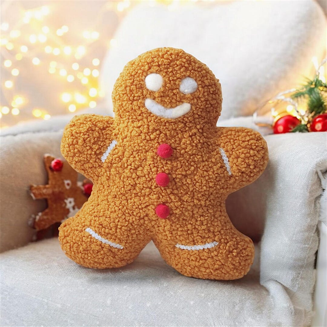 Plush Gingerbread Man Pillow, Christmas Pillow, Gingerbread Man Decor ...