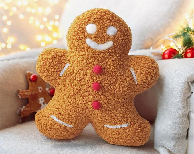 Plush Gingerbread Man Pillow, Christmas Pillow, Gingerbread Man Decor ...
