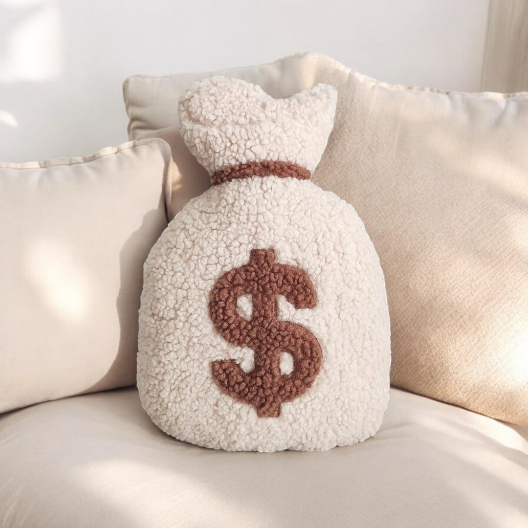 Money Bag Emoji Pillow: Teddy Fabric Abundance Cushion - Etsy