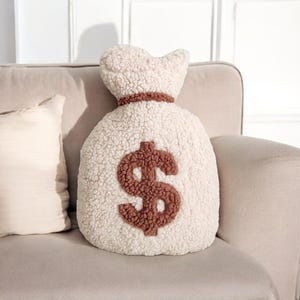 Money Bag Emoji Pillow: Teddy Fabric Abundance Cushion - Etsy