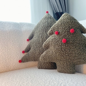 Tree Shaped Pillow, Christmas Pillow, Holiday Throw Pillow, Xmas Pillow ...