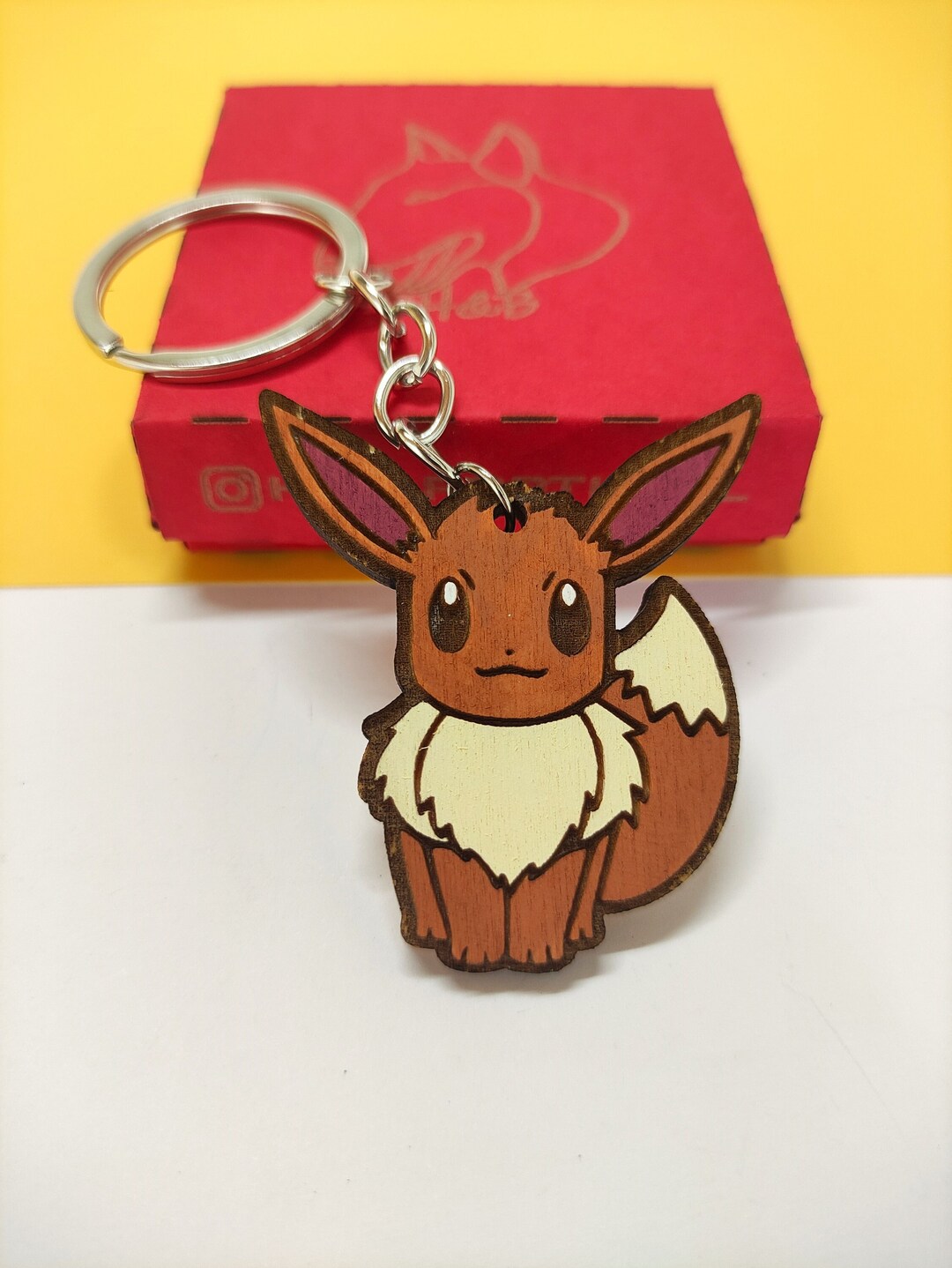 Pokémon Wooden Keychain, Eevee, Personalized Anime Gift, Geek, Colorful ...
