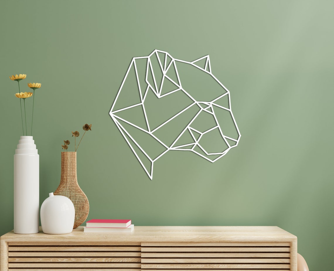 Wooden Geometric Panther Head Different Sizes and Colors - Etsy